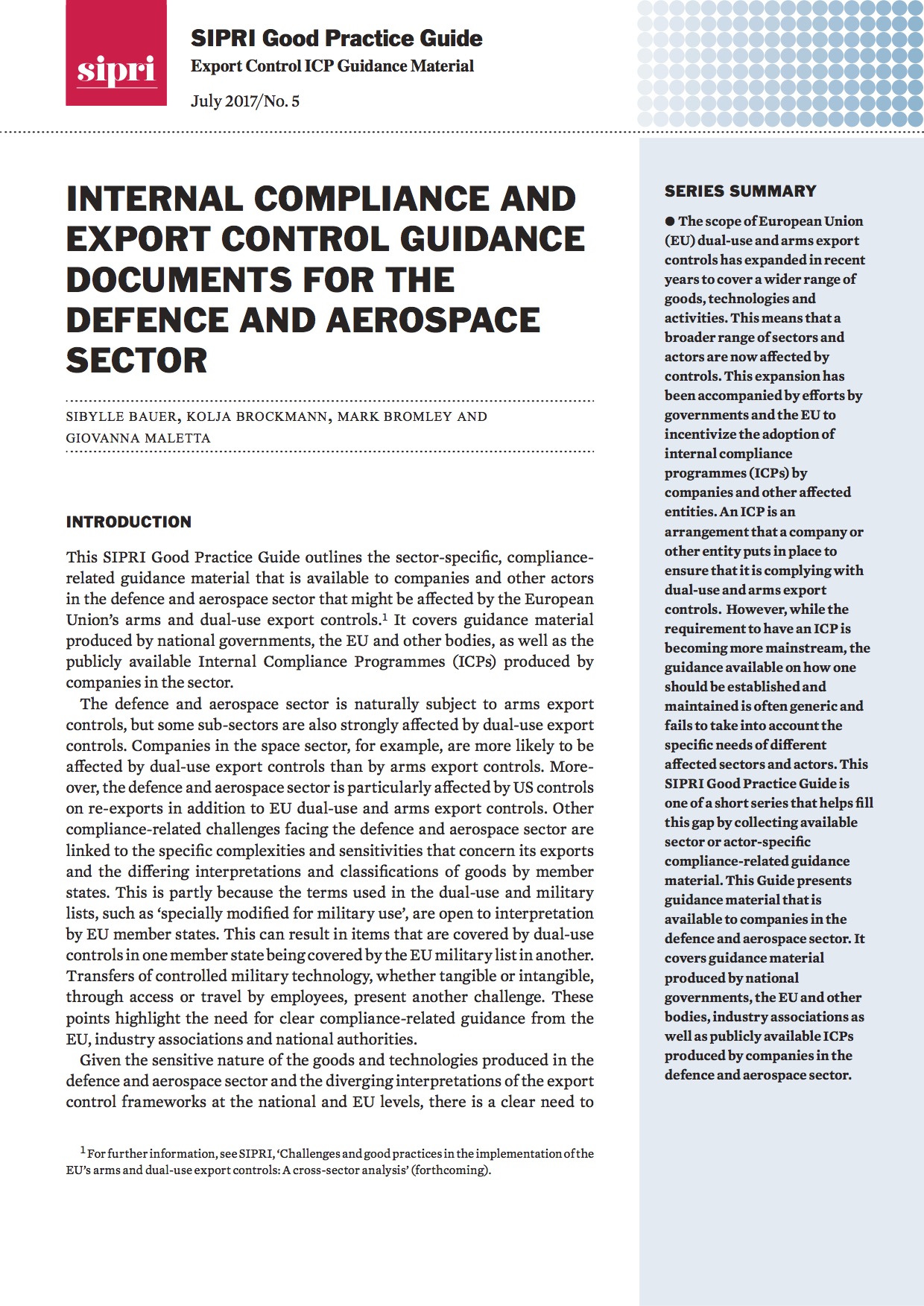 Internal compliance and export control guidance documents for the ...