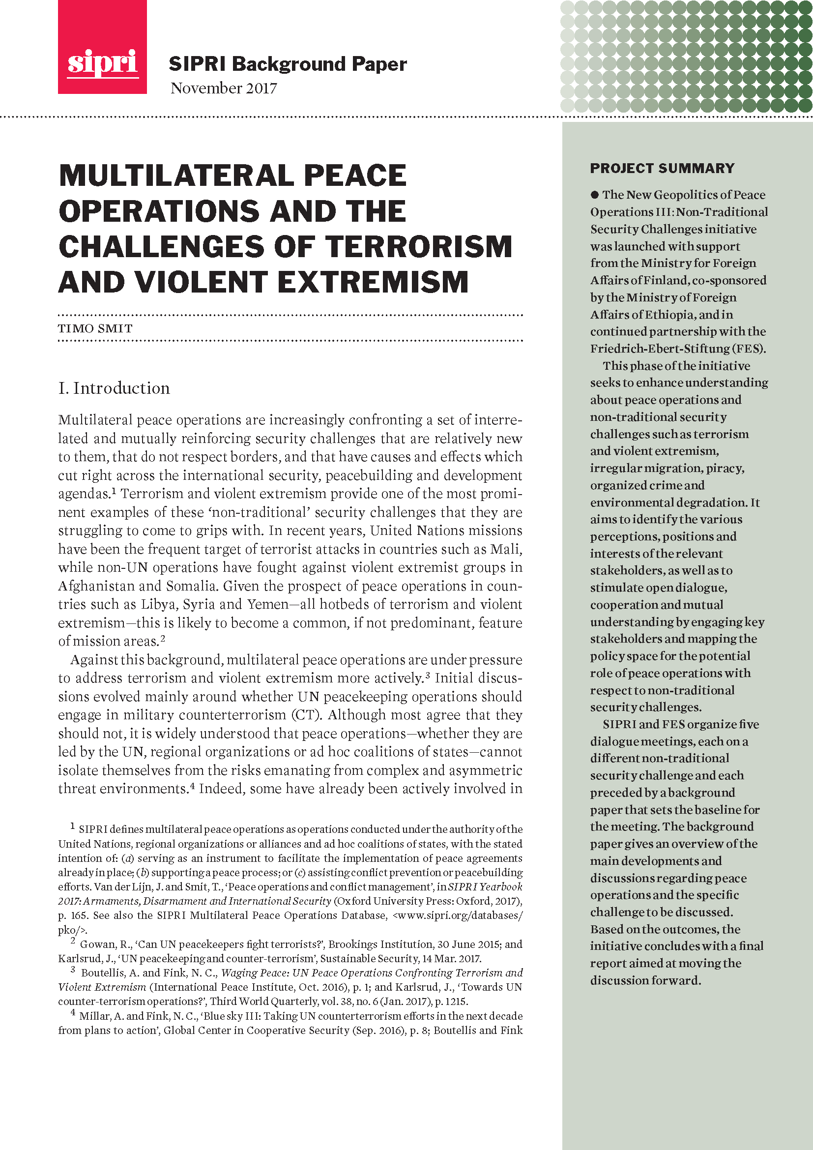 Multilateral Peace Operations and the Challenges of Terrorism and Violent Extremism | SIPRI