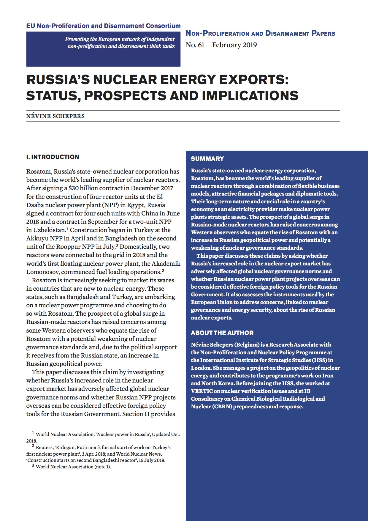 Russia's Nuclear Energy Exports: Status, Prospects and Implications | SIPRI