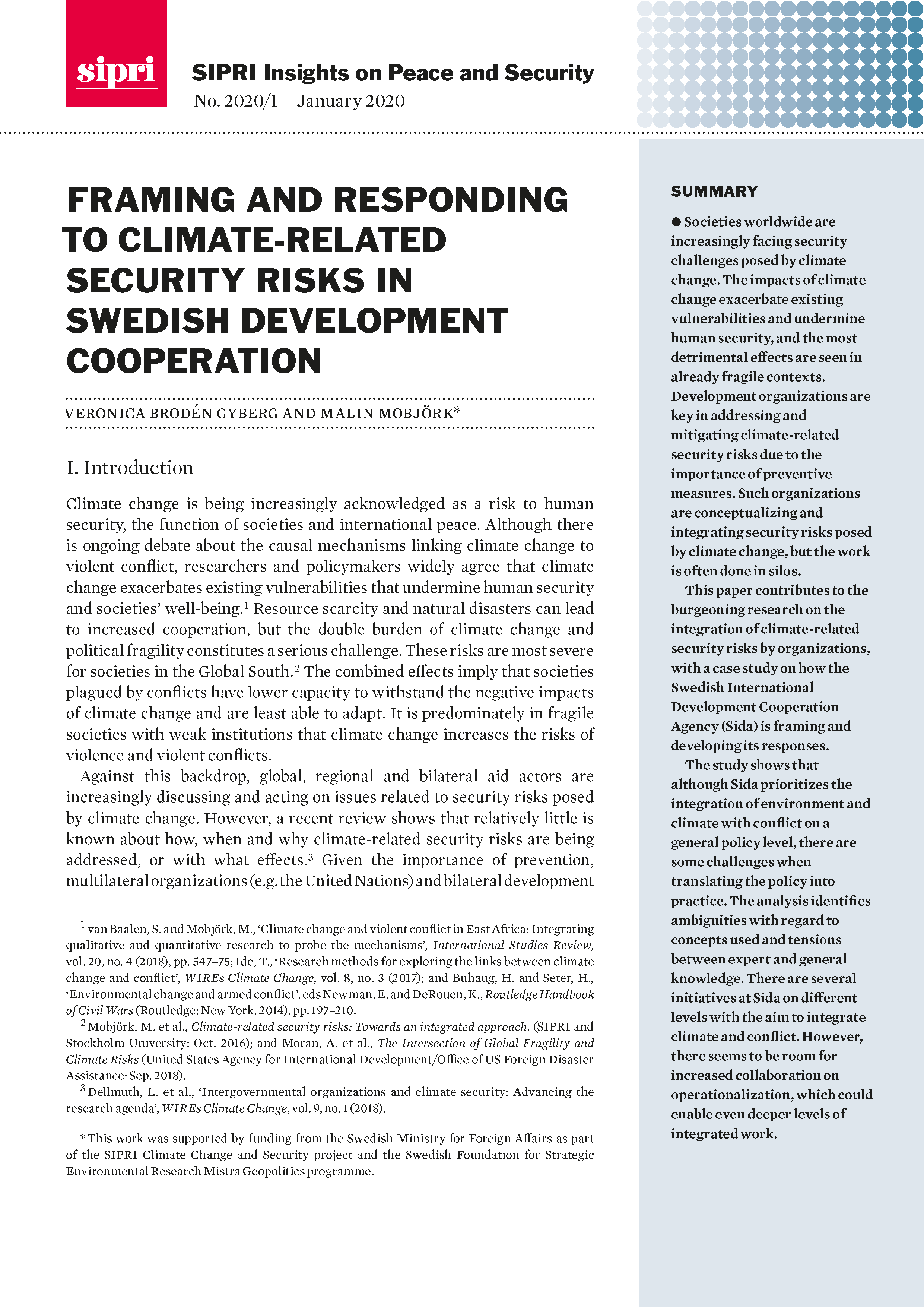 Framing and Responding to Climate-related Security Risks in Swedish ...