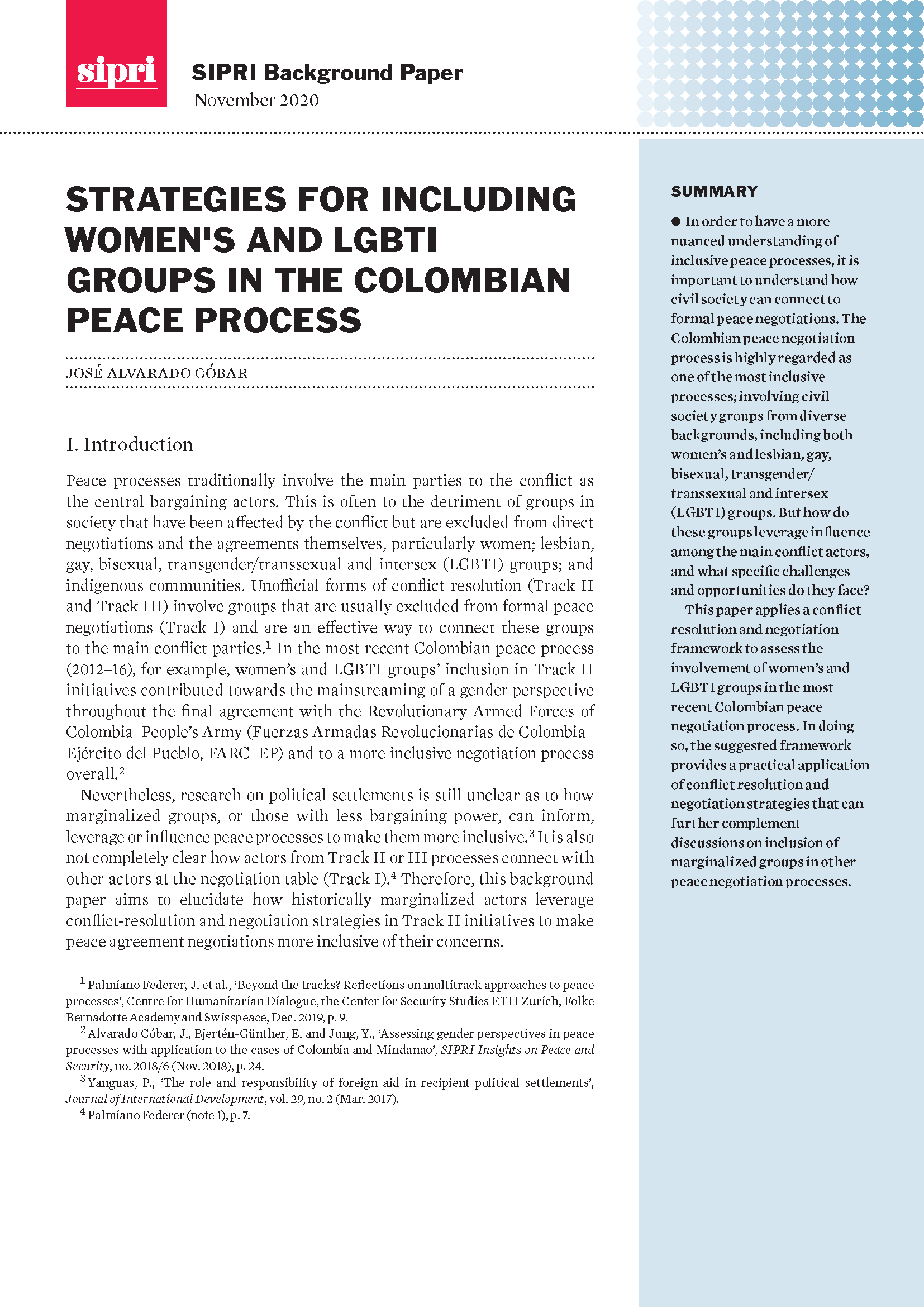 Strategies for Including Women’s and LGBTI Groups in the Colombian Peace Process | SIPRI