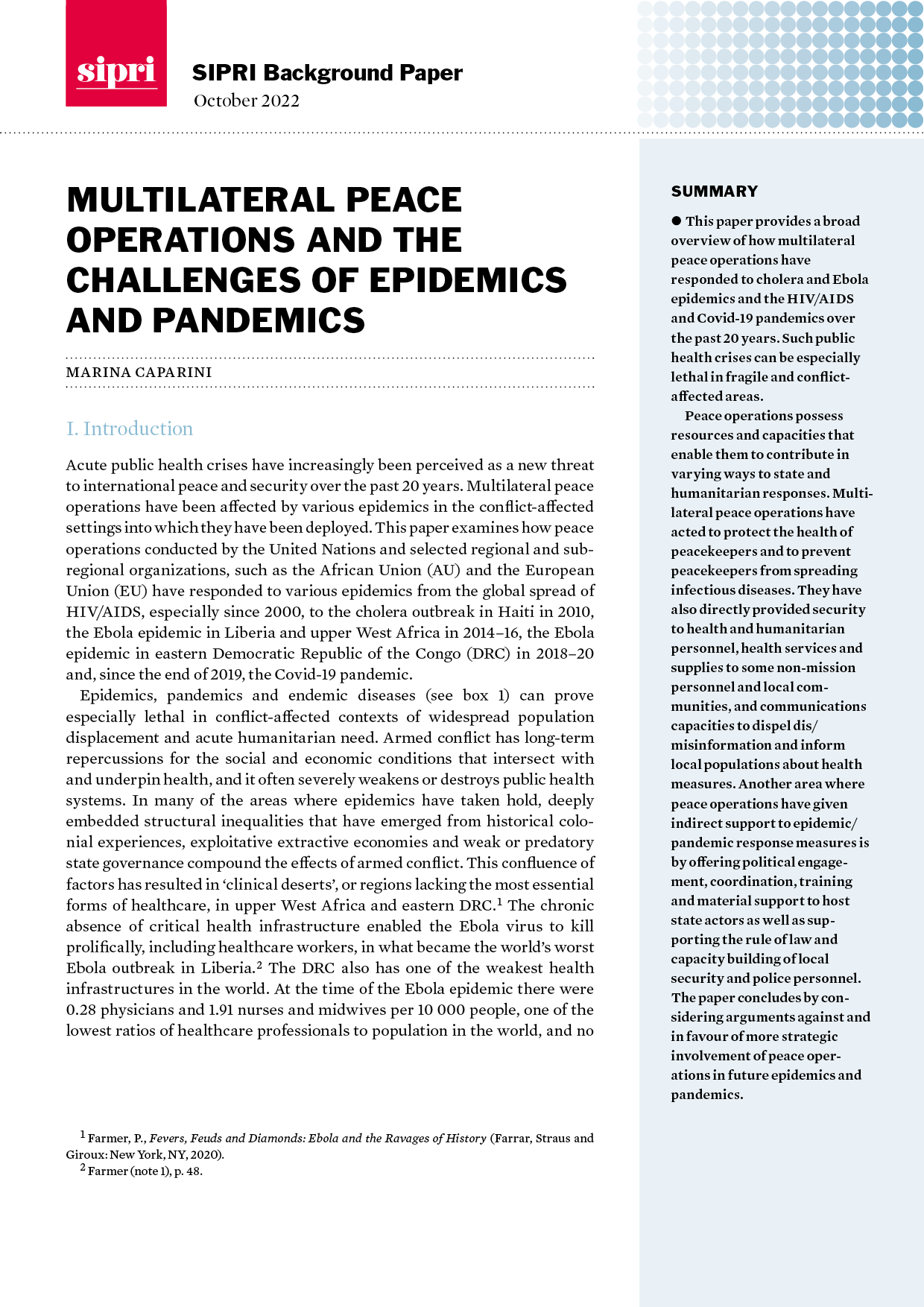Multilateral Peace Operations and the Challenges of Epidemics and ...