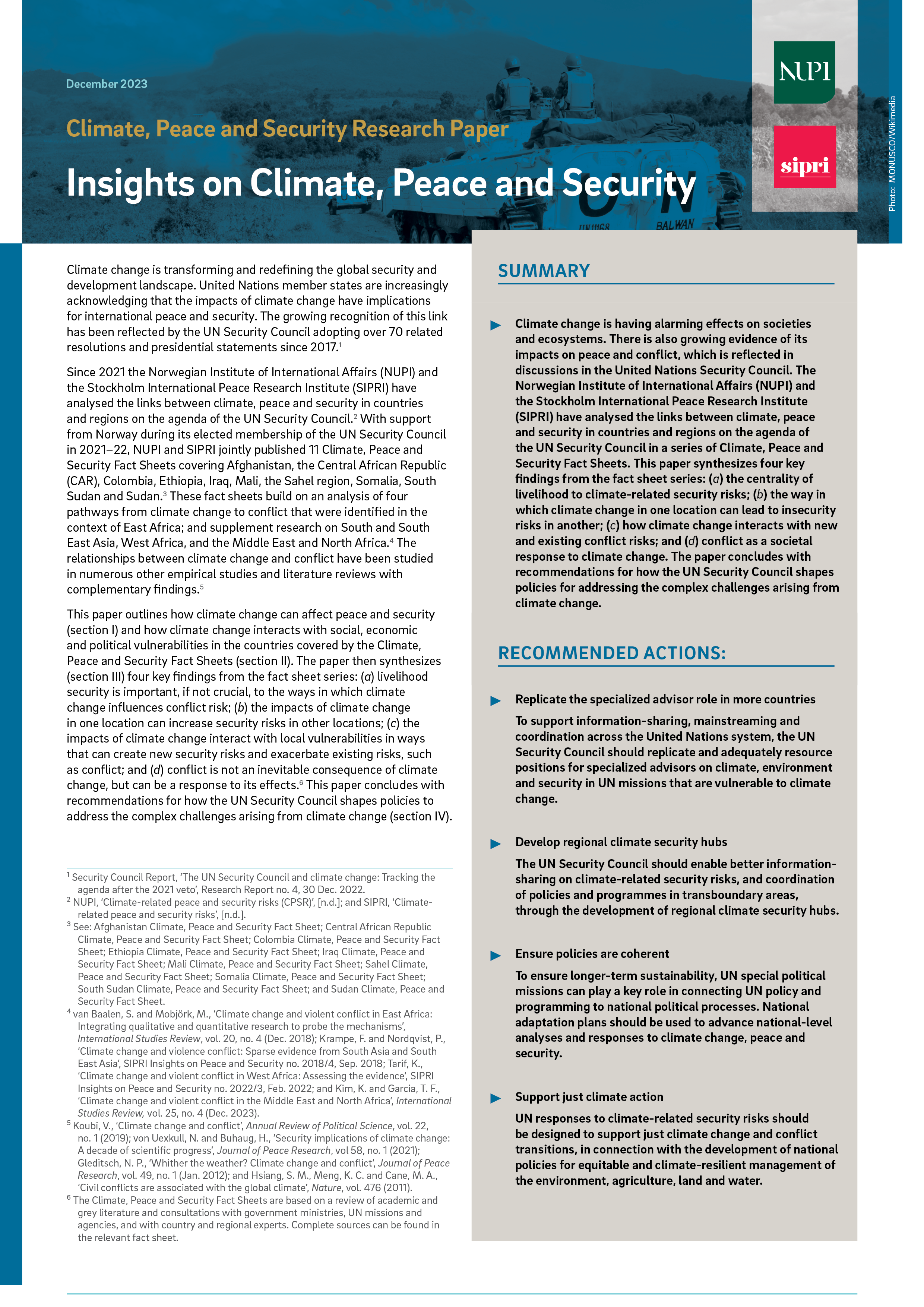 Climate, Peace and Security Research Paper: Insights on Climate, Peace ...