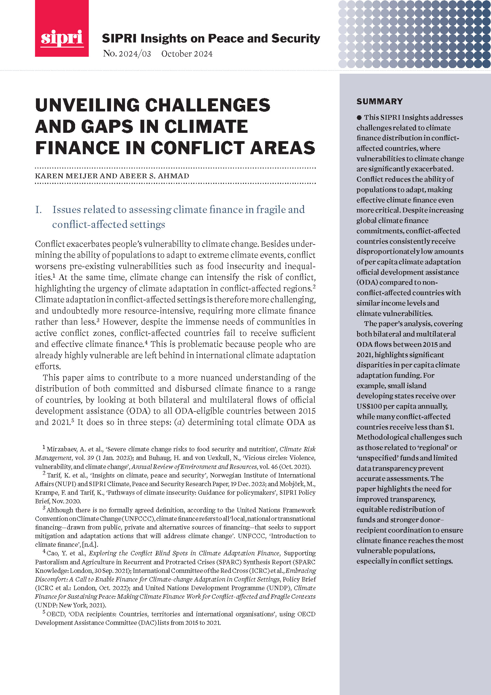 Unveiling Challenges and Gaps in Climate Finance in Conflict Areas | SIPRI