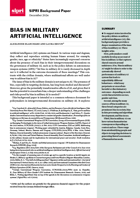 Bias in Military Artificial Intelligence | SIPRI