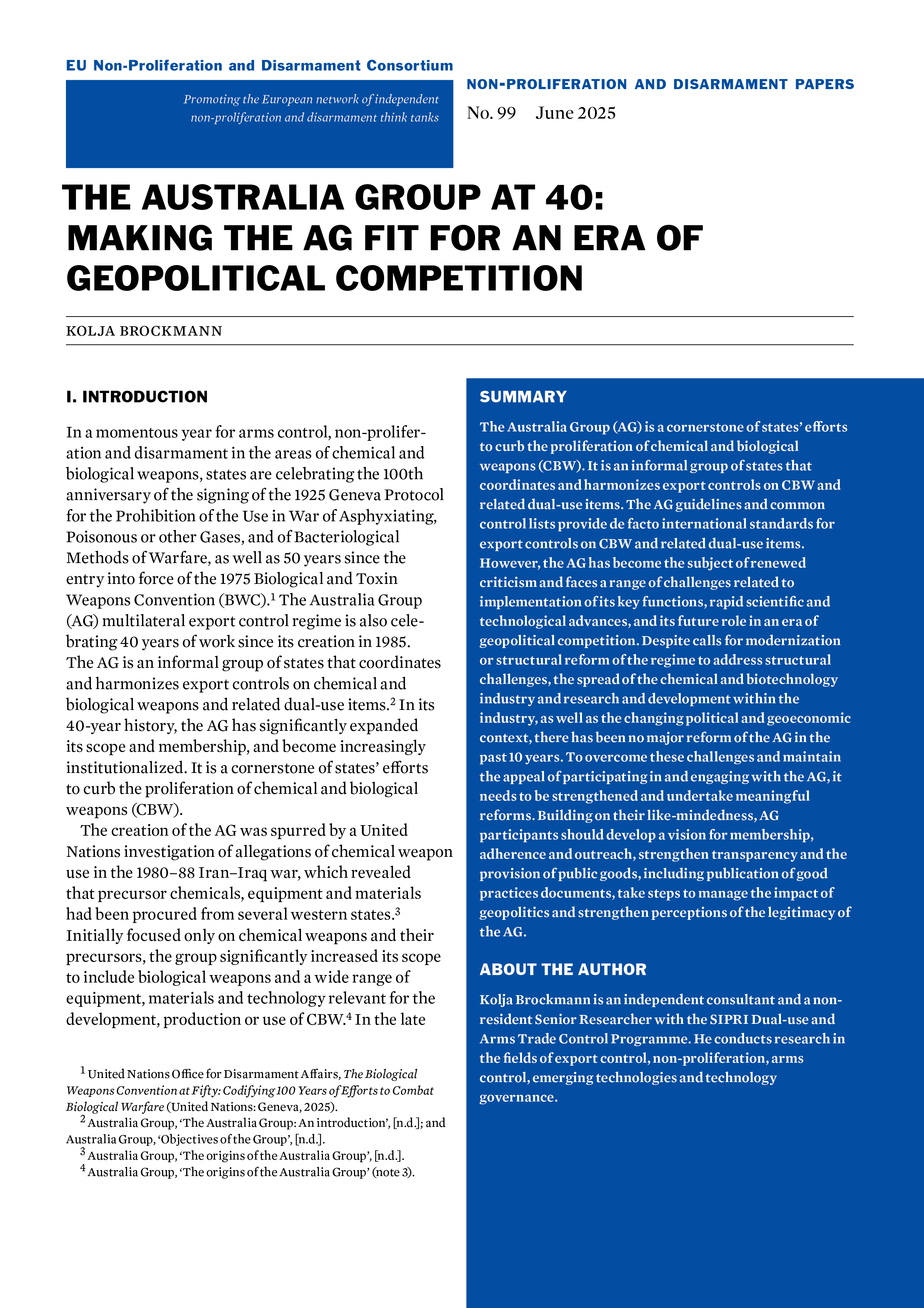 The Australia Group at 40: Making the AG Fit for an Era of Geopolitical ...
