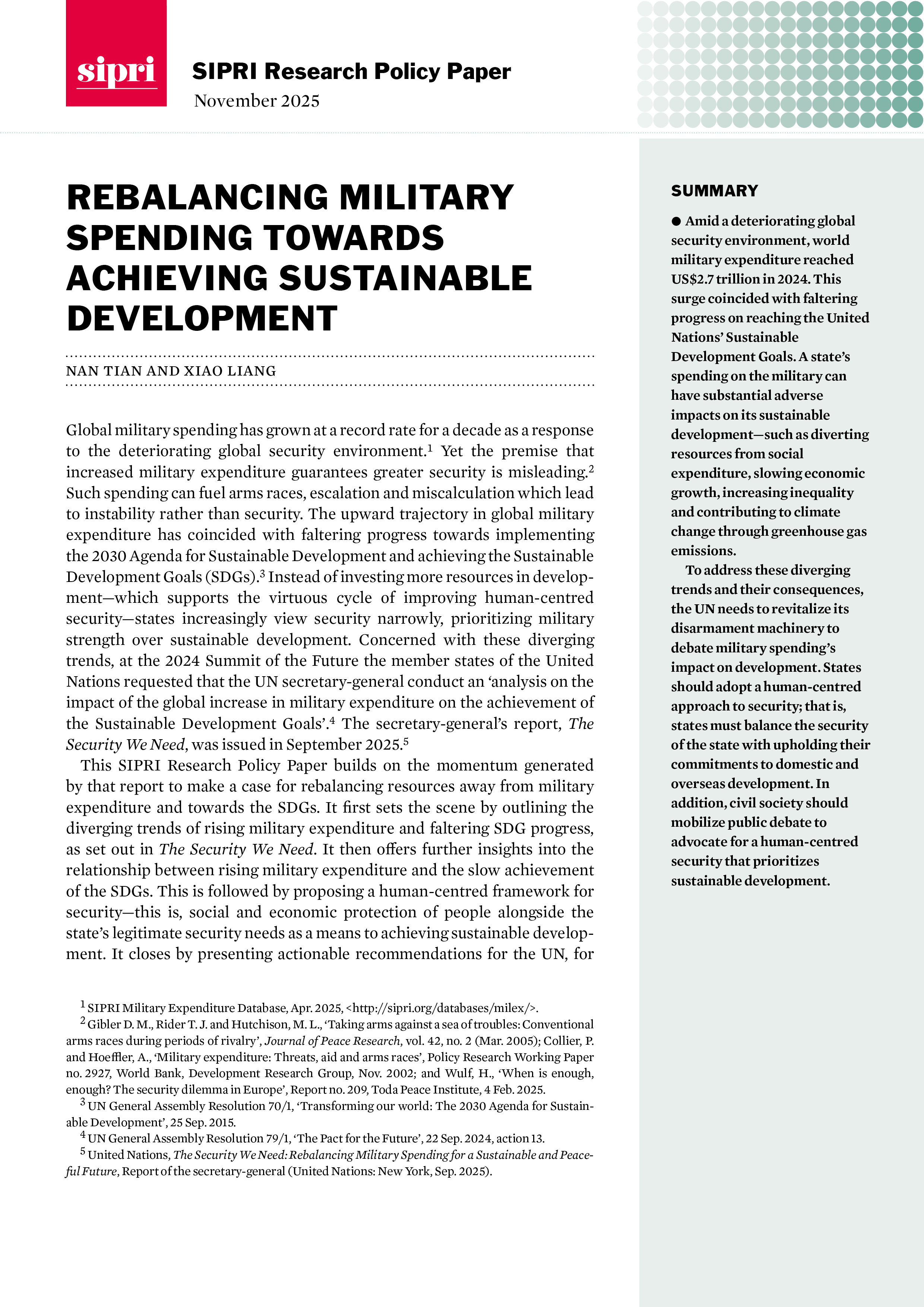 Rebalancing Military Spending Towards Achieving Sustainable Development ...