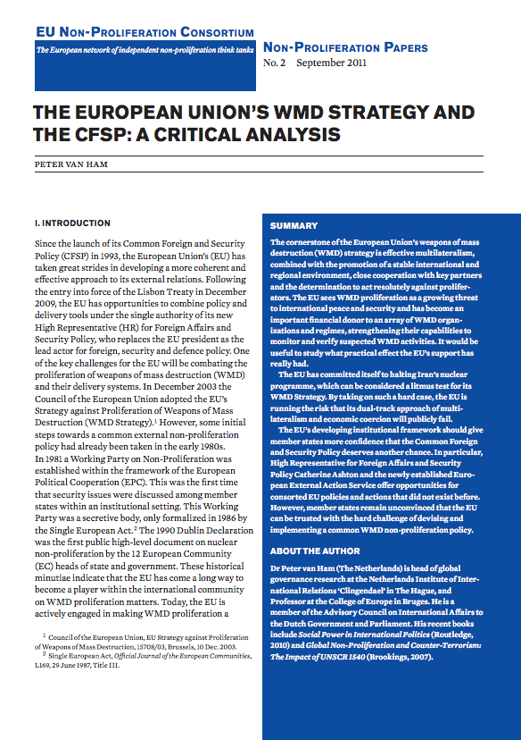 The European Union’s WMD Strategy and the CFSP: A Critical Analysis | SIPRI