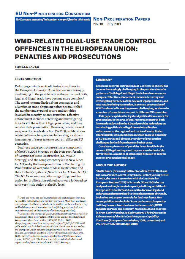 WMD-related Dual-use Trade Control Offences in the European Union ...