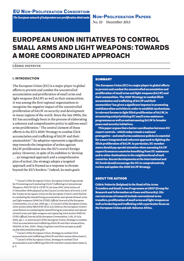 European Union Initiatives to Control Small Arms and Light Weapons ...