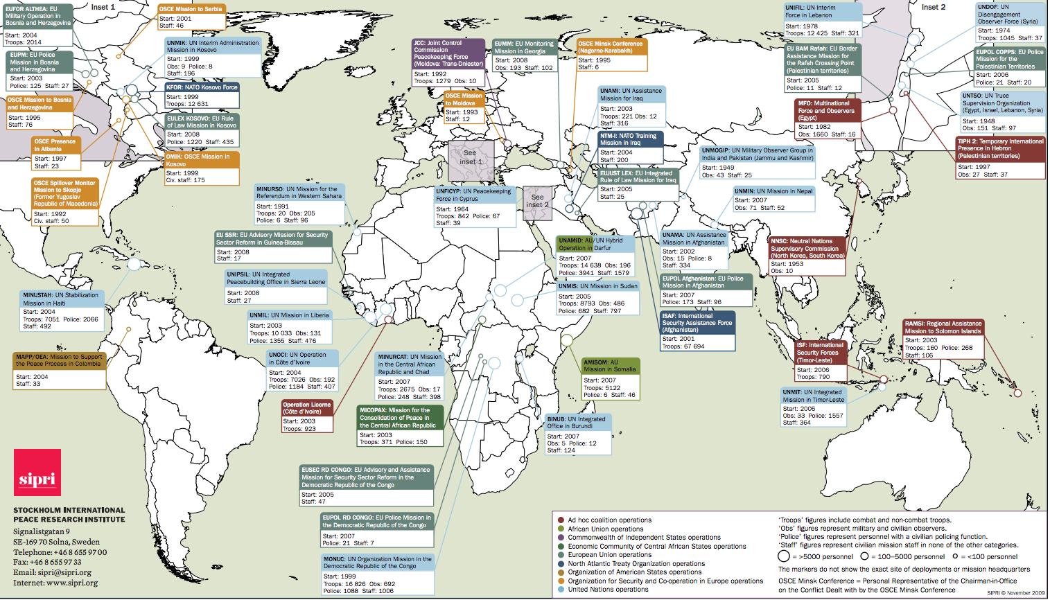 SIPRI Map of Multilateral Peace Operation Deployments, 2009 | SIPRI