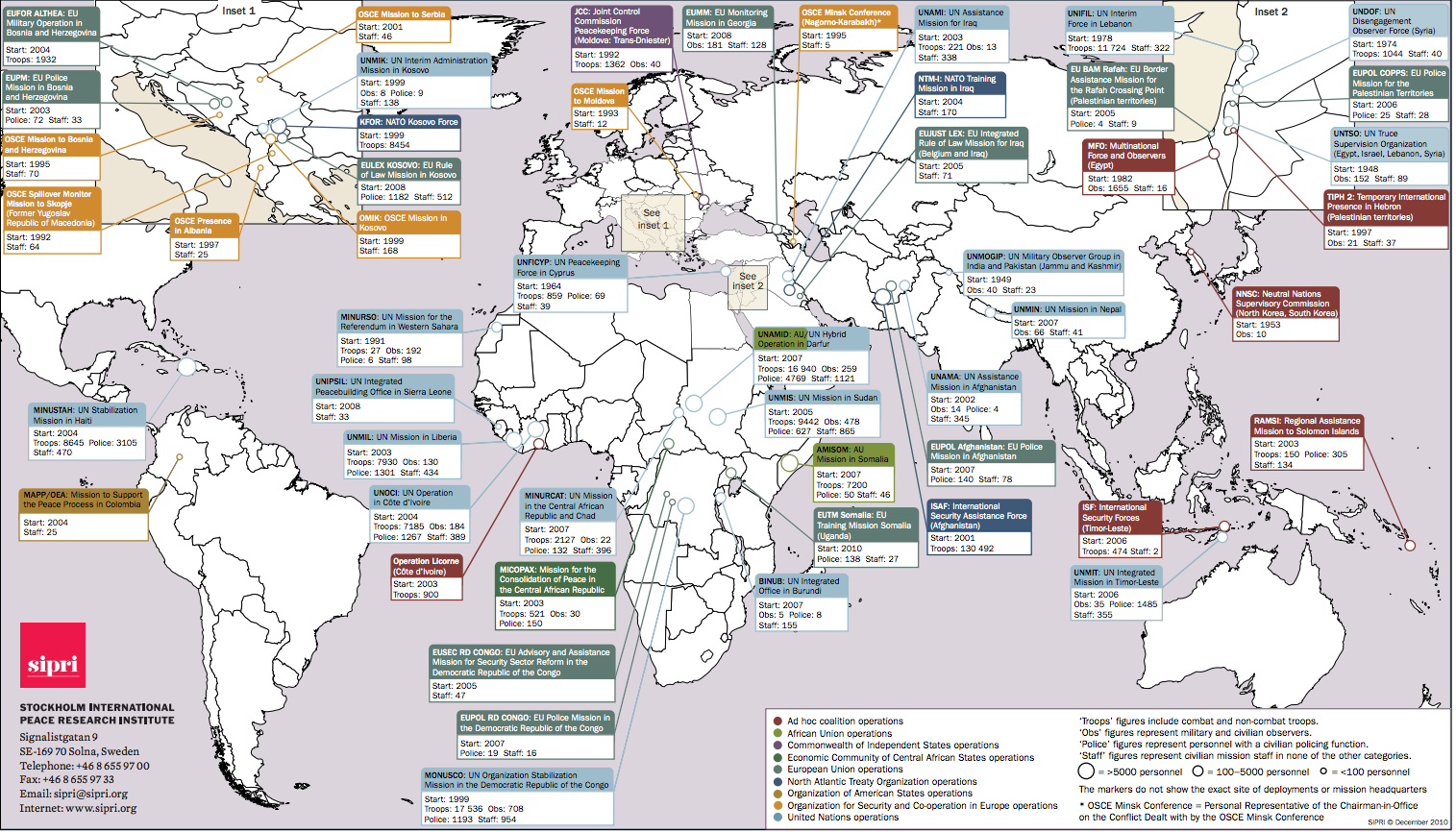 SIPRI Map of Multilateral Peace Operation Deployments, 2010 | SIPRI