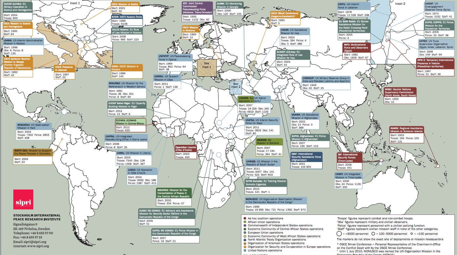 SIPRI Map of Multilateral Peace Operation Deployments, 2012 | SIPRI