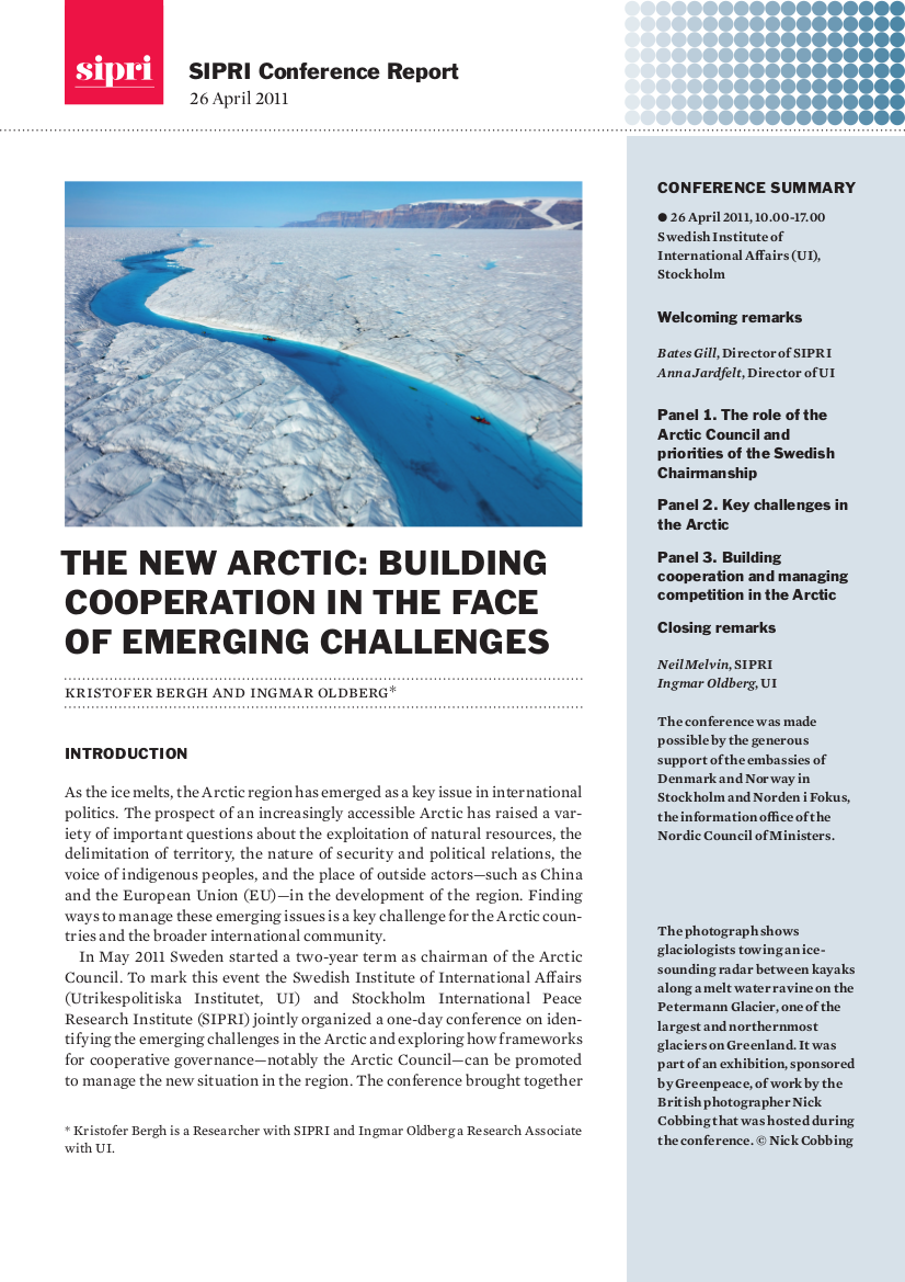 The New Arctic: Building Cooperation in the Face of Emerging Challenges ...