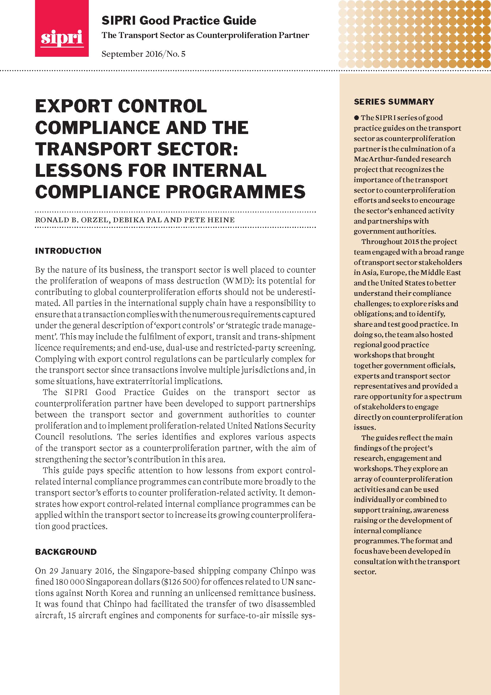 Export Control Compliance and the Transport Sector: Lessons for ...