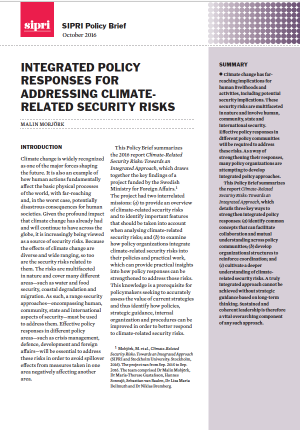 Integrated Policy Responses for Addressing Climate-related Security ...
